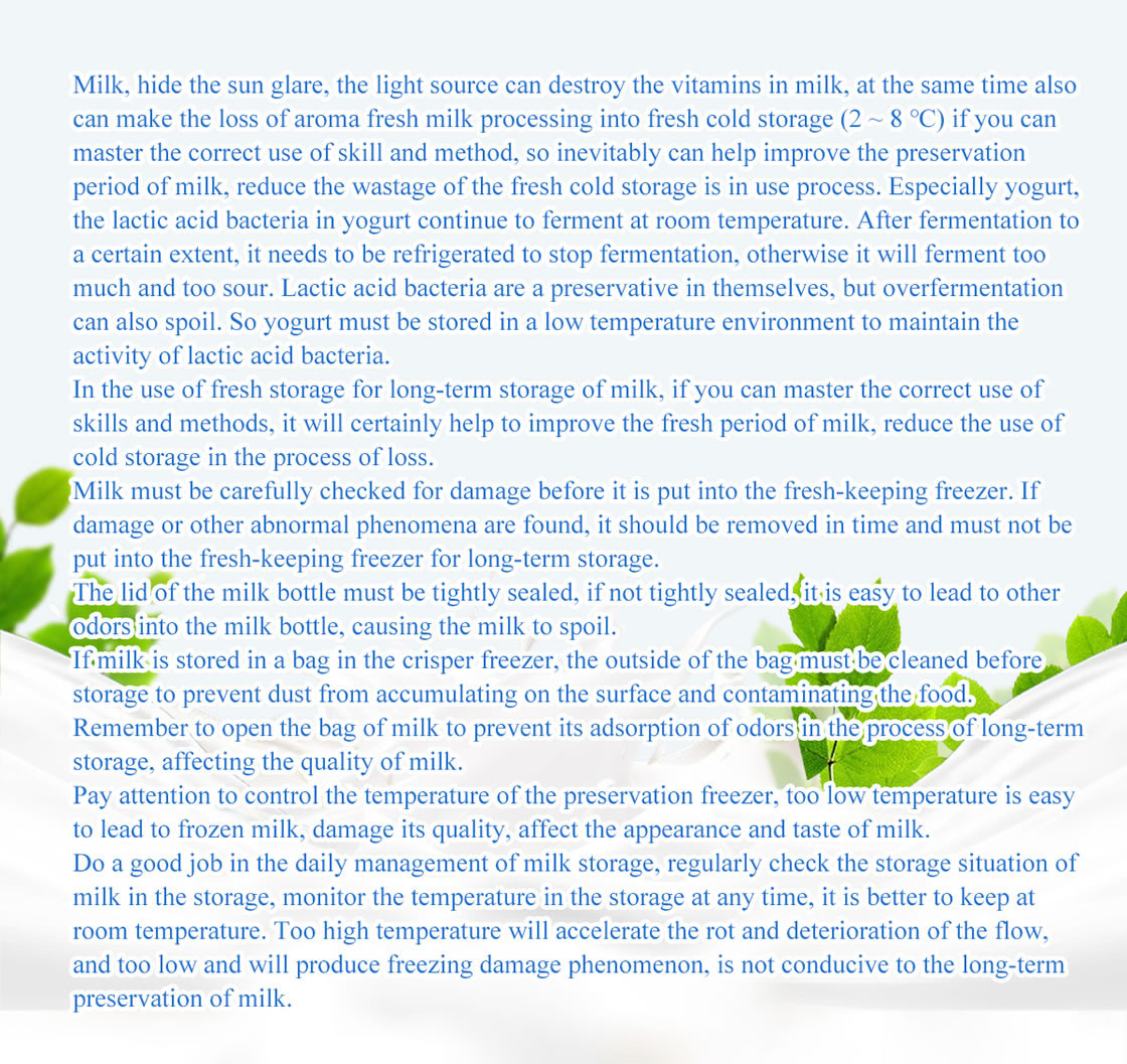 MILK AND STORAGE OF DAIRY PRODUCTS - Professional Freezer Room,Cold ...